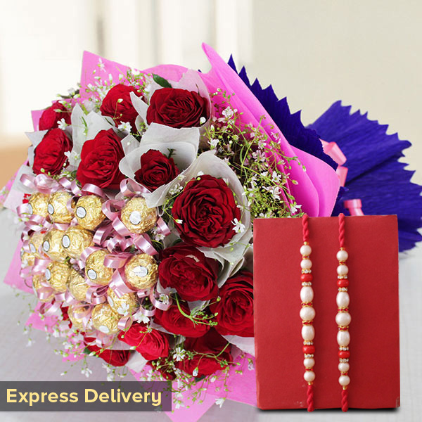 Send Roses and Choco Bunch Hamper Online - EX18123RKH18 | Giftalove