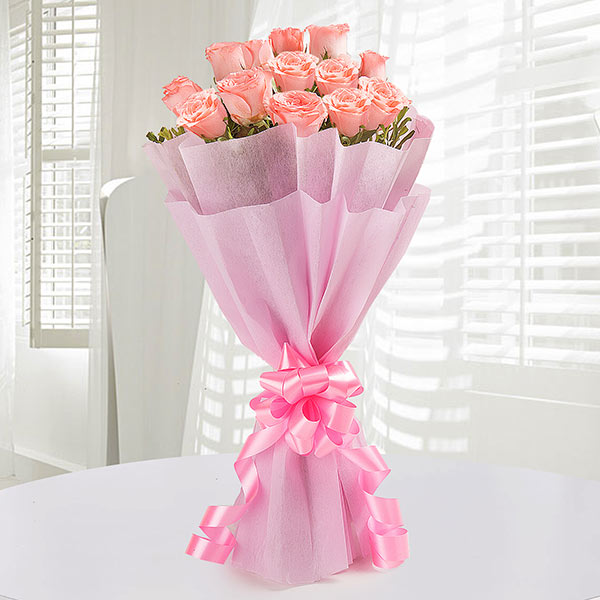 Send 12 Endearing Pink Roses Online - F17-VRTEXFNP183-12GAL17 | Giftalove