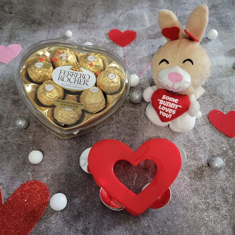 Send Plush Bunny with Ferrero Rocher in Heart Shape Box Valentine Gift ...