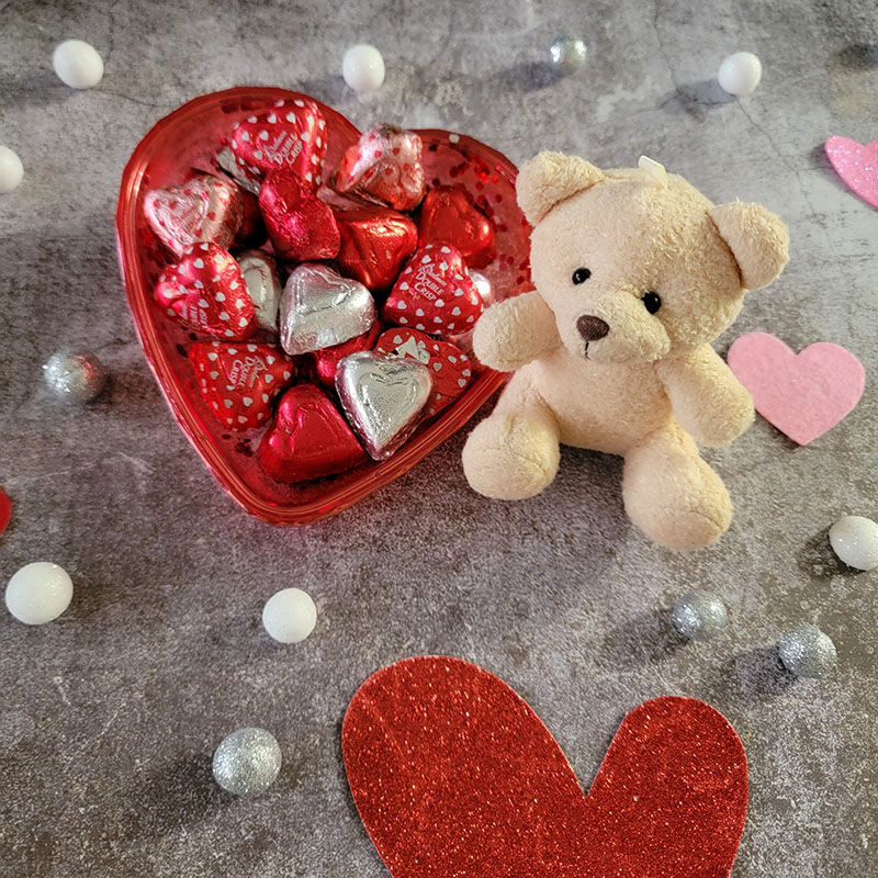 Send Teddy with Chocolate Truffles in Heart Shape Case for Valentine ...