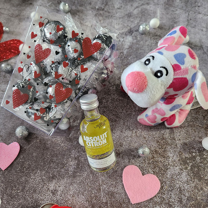 Send Lemon Miniature Vodka with Soft Toy Valentine Gift Combo Online ...