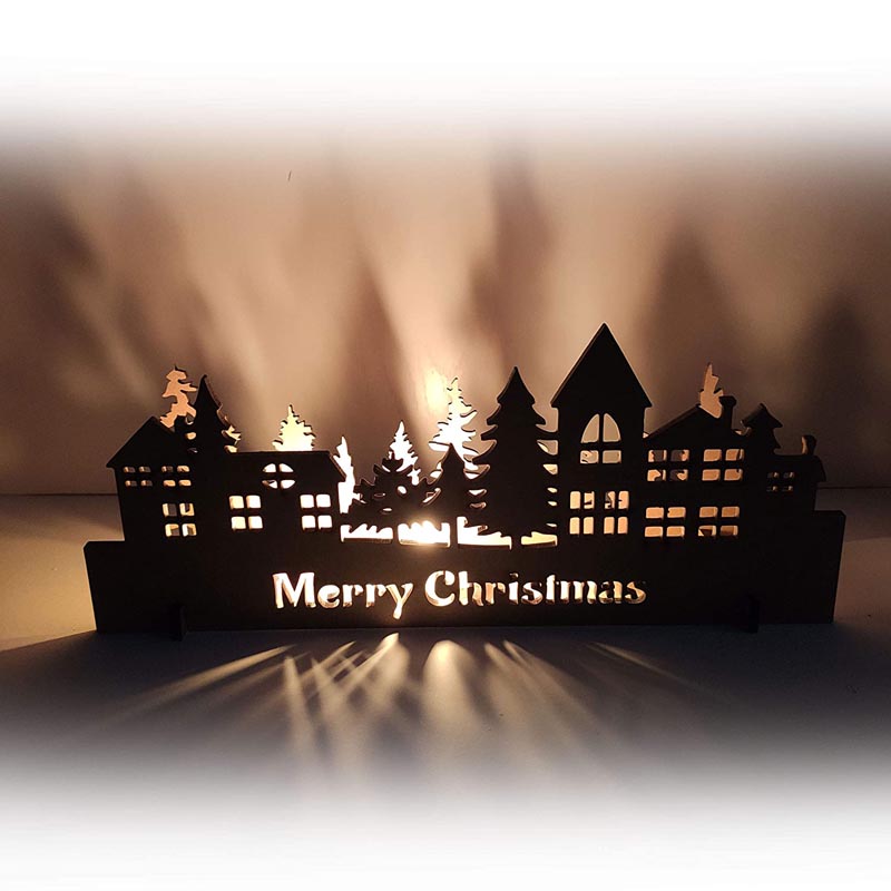 Send Christmas Decorations DIY Merry Xmas Tower Shadow Light with ...