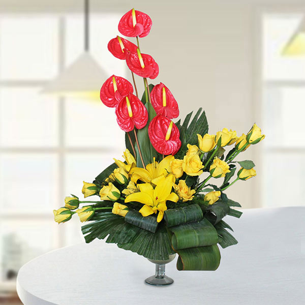 Send Charming Red & Yellow Floral Arrangement Online - PR17FA043GAL17 ...