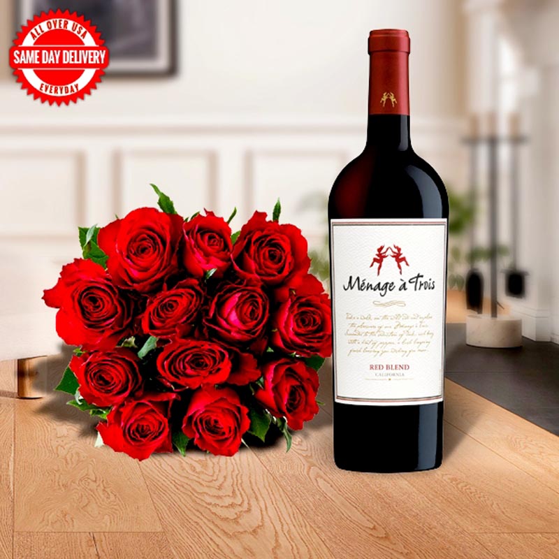 Send Roses and Red Wine Online - GAL23-111854 | Giftalove