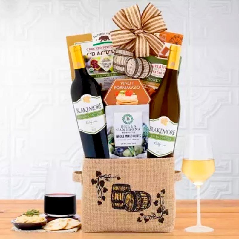 Send Red and White Wine Duet Basket Online - GAL23-111943 | Giftalove