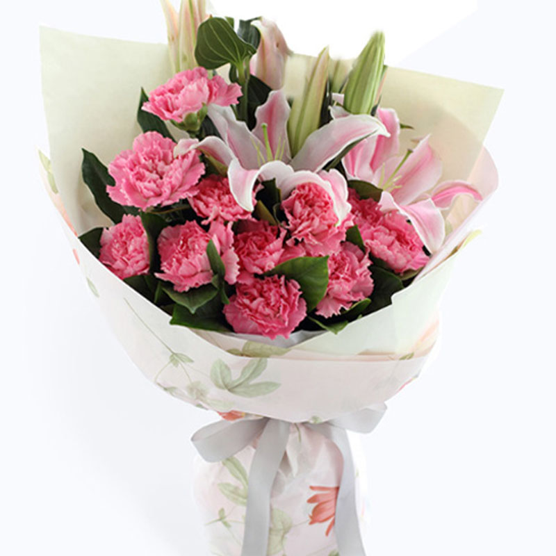 Send Carnation N Lily Flower Bouquet for Valentines Day Online - GAL22 ...