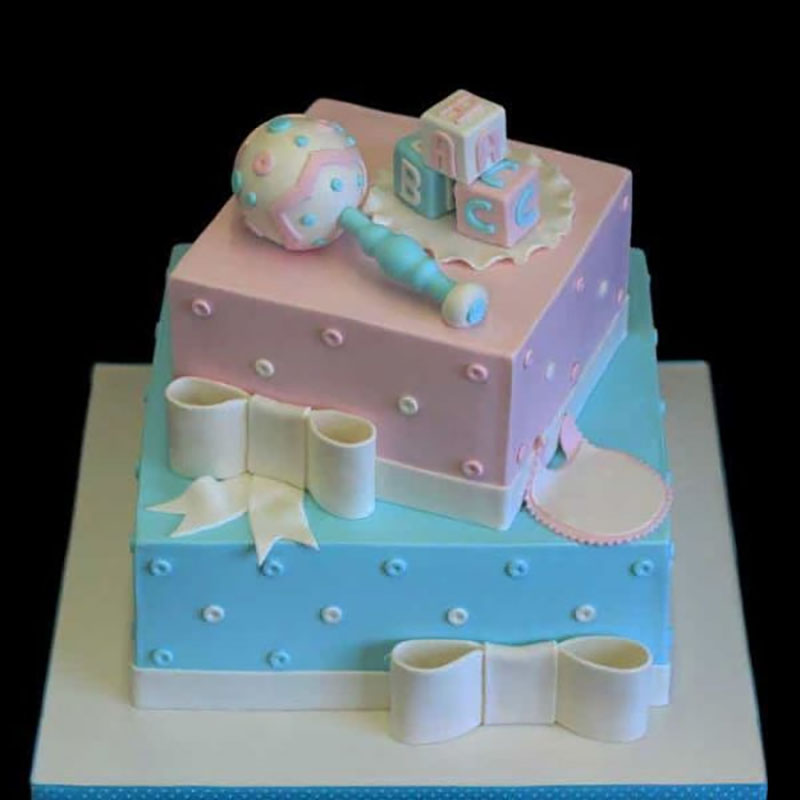 Send Two Tier Pink N Blue Baby Theme Cake Online - GAL22-109560 | Giftalove