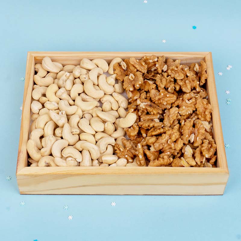 Send Walnuts and Cashews in Wooden Tray Gift Pack Online - GAL23-111173 ...